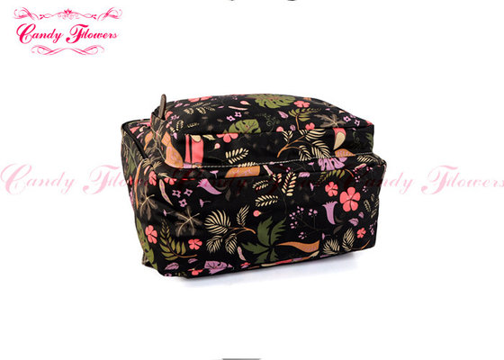 Large Black Birds Flower Print Backpack , Waterproof Vintage Floral Bookbags