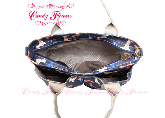 Cute Colorful PVC Canvas Womens Floral Print Handbags Dogs Pattern