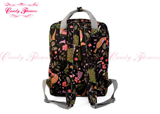 Flowery Rucksack Flower Print Backpack , Women Floral Canvas Backpack