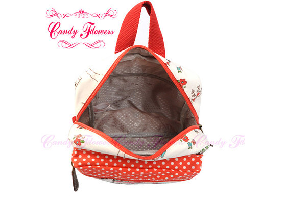 Customized Kids / Girl School Backpacks Flowery Rucksack White Red