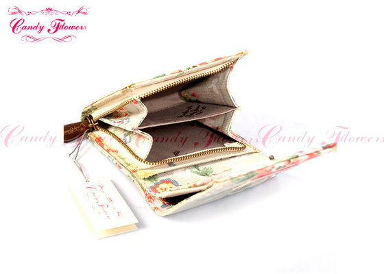 Gray Canvas Ladies Card Wallet Fashion flowery Coin Case , 4 card slots