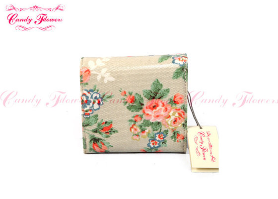 Gray Canvas Ladies Card Wallet Fashion flowery Coin Case , 4 card slots