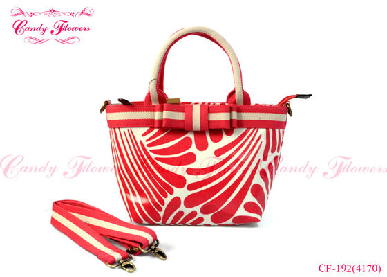 Red White Small Tote Ladies Shoulder Handbag Waterproof PVC