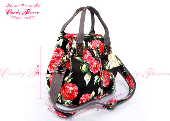 Custom Vintage Canvas Floral Print Handbags Small Shoulder Black