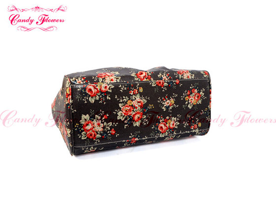 Waterproof Black Vintage Canvas Flower Tote Bag , Womens Big Size Handbags