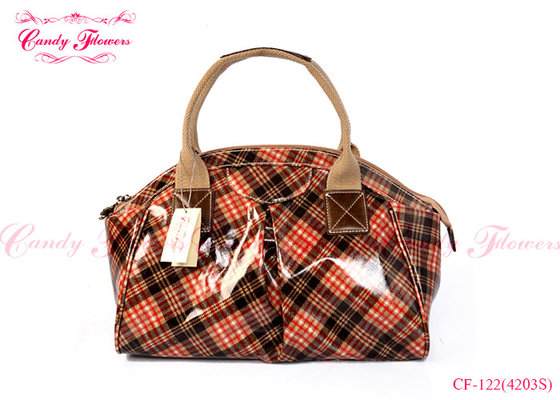 Girls Large Red Flower Print Handbags , Weatherproof Canvas Summer Handbags