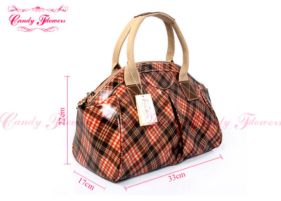 Girls Large Red Flower Print Handbags , Weatherproof Canvas Summer Handbags