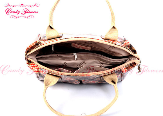 Girls Large Red Flower Print Handbags , Weatherproof Canvas Summer Handbags