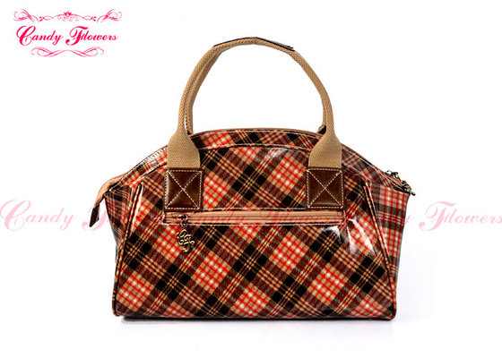 Girls Large Red Flower Print Handbags , Weatherproof Canvas Summer Handbags