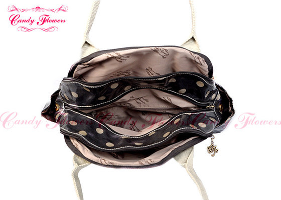 Black And White Polka Dot Flower Print Handbags Personalized Small For Winter