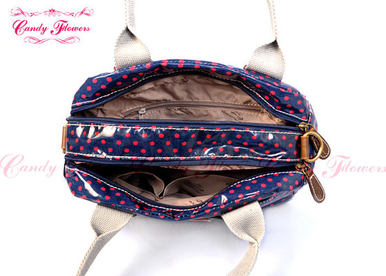 Vintage Small polka dot Floral Print Handbags Resistant Dark Blue