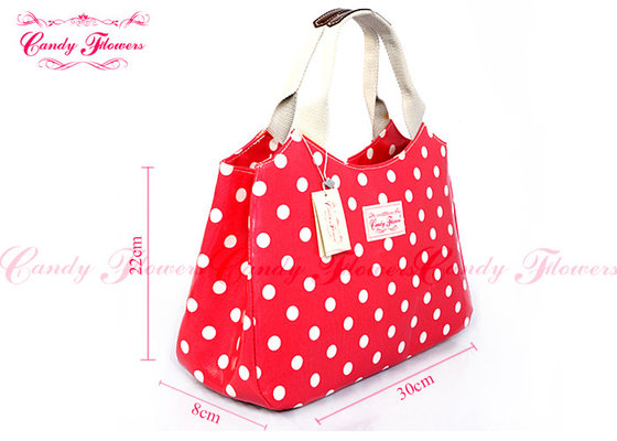 Cute Red And White Polka Dot Womens Tote Bags Customized Light