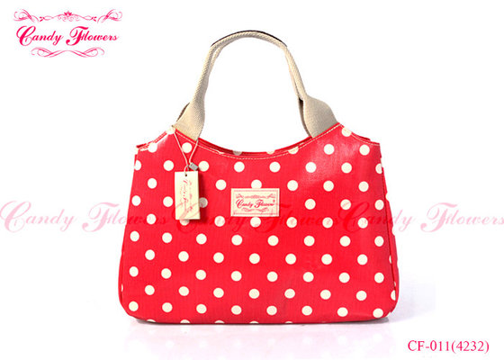 Cute Red And White Polka Dot Womens Tote Bags Customized Light