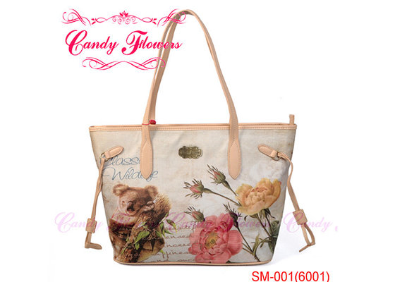 Fashionable Big Digital Printed Bags , Eco Friendly Flower Handbags