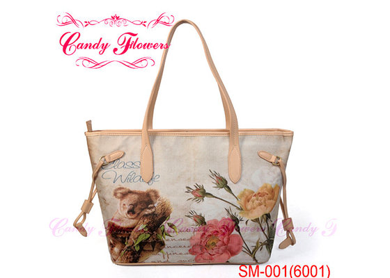 Fashionable Big Digital Printed Bags , Eco Friendly Flower Handbags