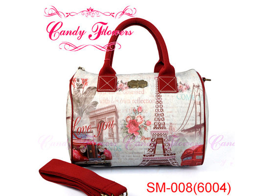 Barrel Shape Womens Large Digital Print Bags , Car and Tower Design