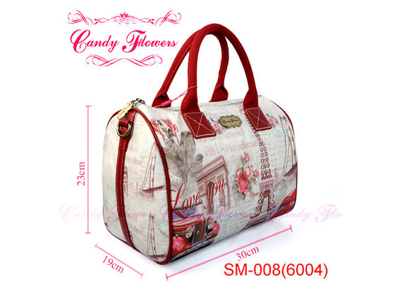 Barrel Shape Womens Large Digital Print Bags , Car and Tower Design