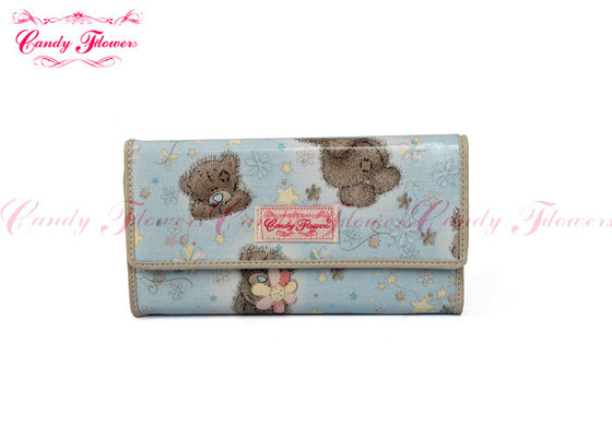 Cute Blue Canvas Ladies Card Wallet , Multiple Credit Card Holder Wallet
