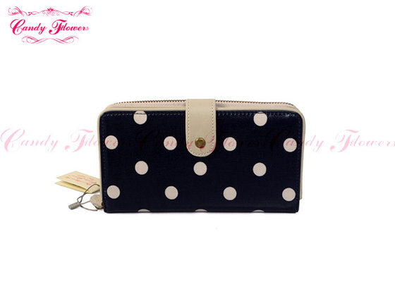 Personalized Blue White girls polka dot purse women card holder wallet