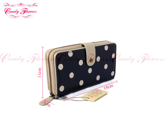 Personalized Blue White girls polka dot purse women card holder wallet