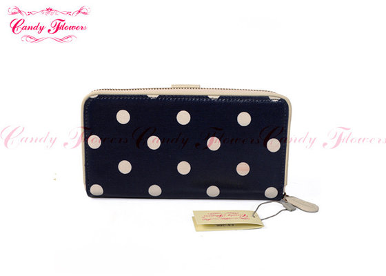 Personalized Blue White girls polka dot purse women card holder wallet
