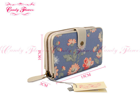 Royal Blue Floral id credit card wallet with a lot of card slots for Ladies