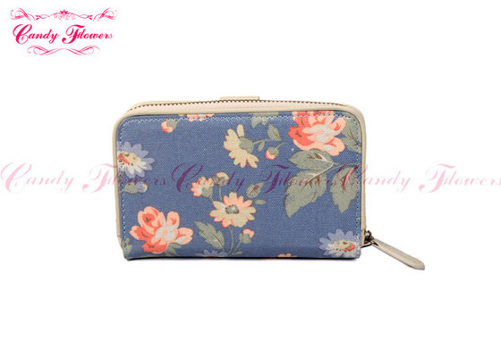 Royal Blue Floral id credit card wallet with a lot of card slots for Ladies