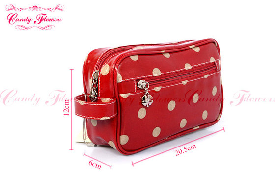 Lovely red polka dot Personalized Makeup Bags travel cosmetic bags for women