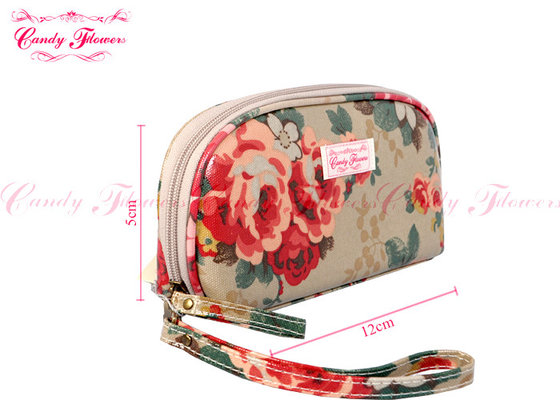 Water Resistant flower small makeup travel bag with one zip pocket