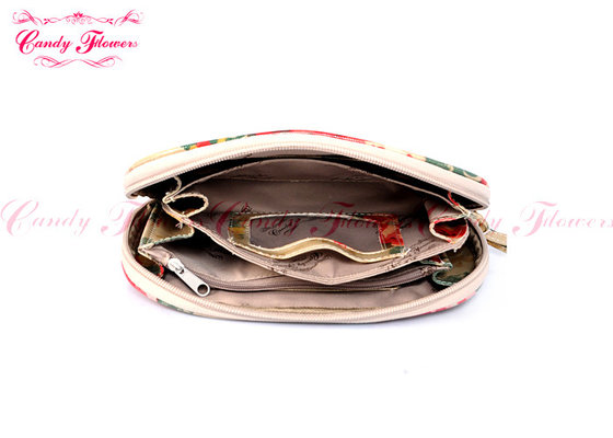 Water Resistant flower small makeup travel bag with one zip pocket