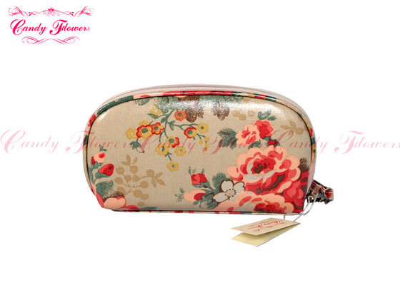 Water Resistant flower small makeup travel bag with one zip pocket
