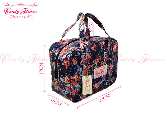 Women Cosmetic Travel Bag Flower Print Modern Large Black