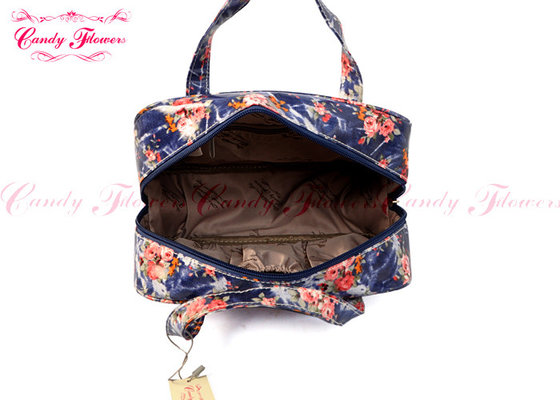 Women Cosmetic Travel Bag Flower Print Modern Large Black