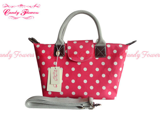 Girls Waterproof Womens Tote Bag Fashionable Rose Red with White Spot