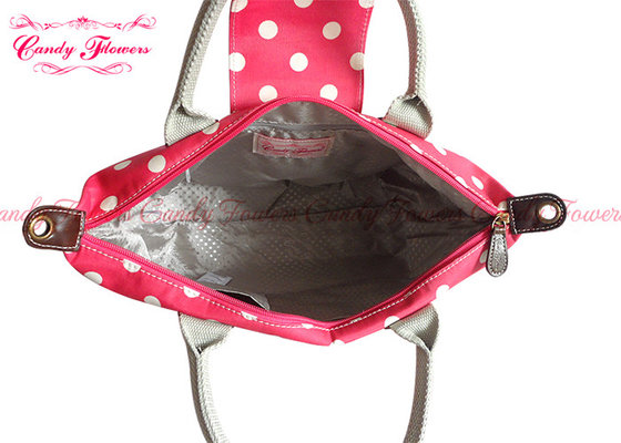 Girls Waterproof Womens Tote Bag Fashionable Rose Red with White Spot