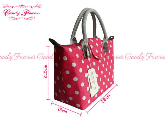 Girls Waterproof Womens Tote Bag Fashionable Rose Red with White Spot