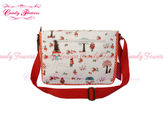 Red / White Lovely Pattern Girls Messenger Bags With College Flowers