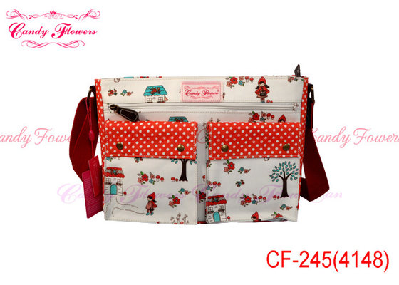 Red / White Lovely Pattern Girls Messenger Bags With College Flowers