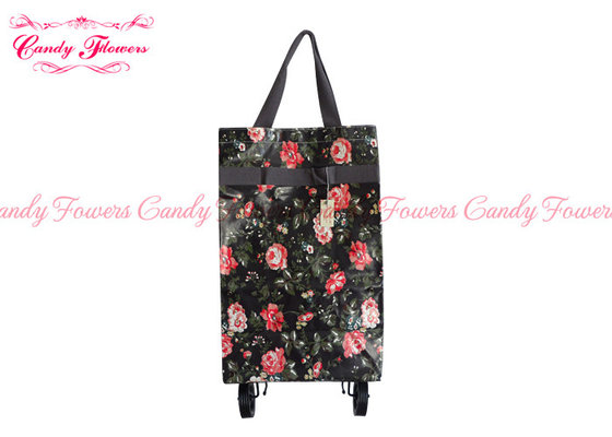 PVC Canvas Printed Personalised Shopping Bags Vintage High Capacity Black Roses