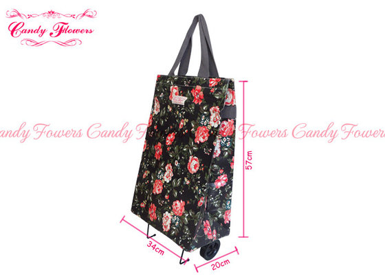 PVC Canvas Printed Personalised Shopping Bags Vintage High Capacity Black Roses