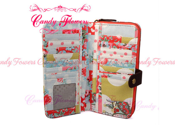 Wind Floral Print Ladies Card Wallet , Colorful Fashion Summer Tote Heart Wallet