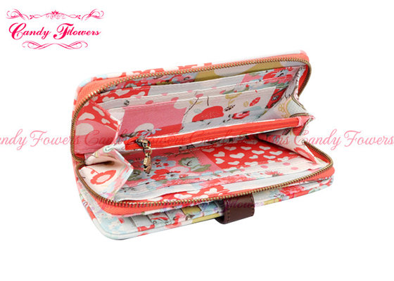 Wind Floral Print Ladies Card Wallet , Colorful Fashion Summer Tote Heart Wallet