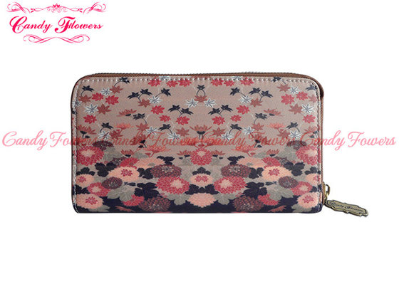 Colorful Floral Big Ladies Card Wallet Special Lovely Digital Pattern with Zipper