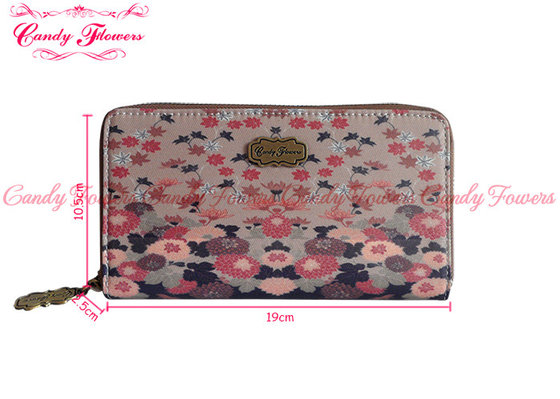 Colorful Floral Big Ladies Card Wallet Special Lovely Digital Pattern with Zipper