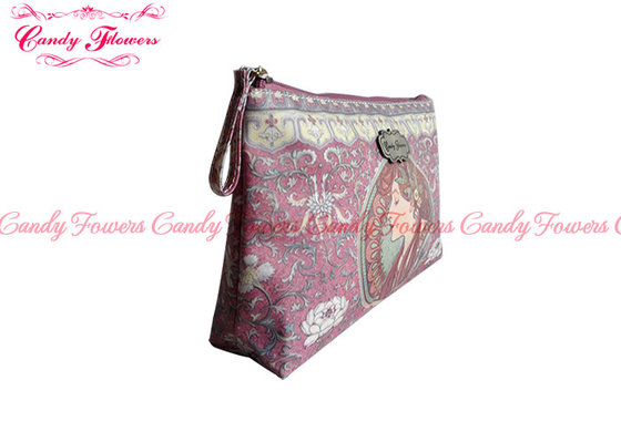 Lady Pink Elegant Top Zip Wallet , Fashion Vintage Digital Pattern Small Bag