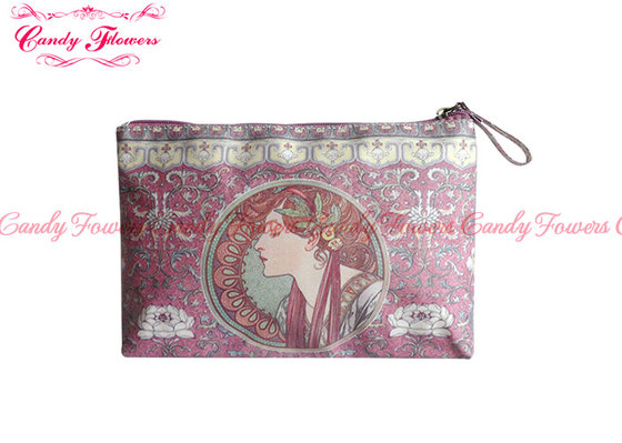 Lady Pink Elegant Top Zip Wallet , Fashion Vintage Digital Pattern Small Bag