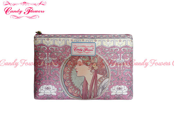 Lady Pink Elegant Top Zip Wallet , Fashion Vintage Digital Pattern Small Bag