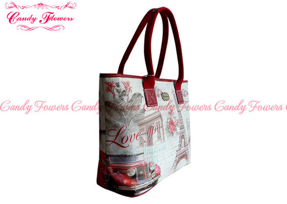 Beautiful Double Holder Digital Printed Bags Modern Old Car and Tower Pattern