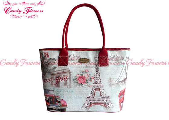 Beautiful Double Holder Digital Printed Bags Modern Old Car and Tower Pattern