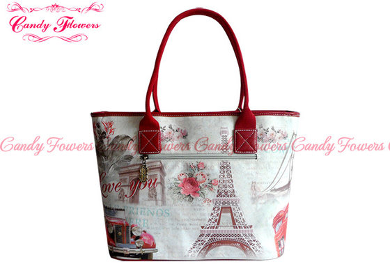Beautiful Double Holder Digital Printed Bags Modern Old Car and Tower Pattern